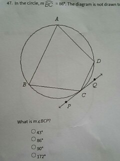Solved in the circle, an arc angle BC equals 86 degrees. the | Chegg.com