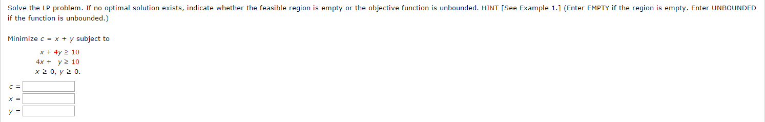 Solved Solve the LP problem. If no optimal solution exists, | Chegg.com