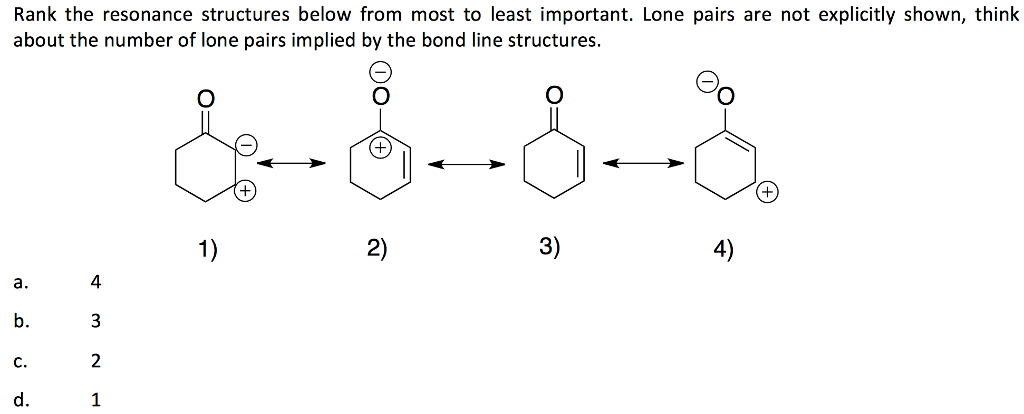 Solved Rank the resonance structures below from most to | Chegg.com