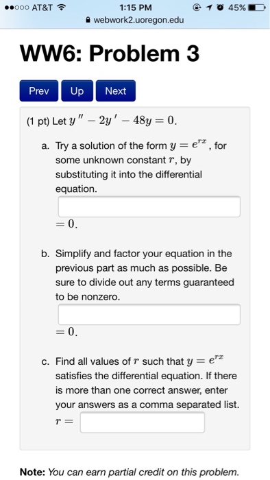 Solved 1:15 PM webwork2.uoregon.edu 0 AT&T WW6: Problem 3 | Chegg.com