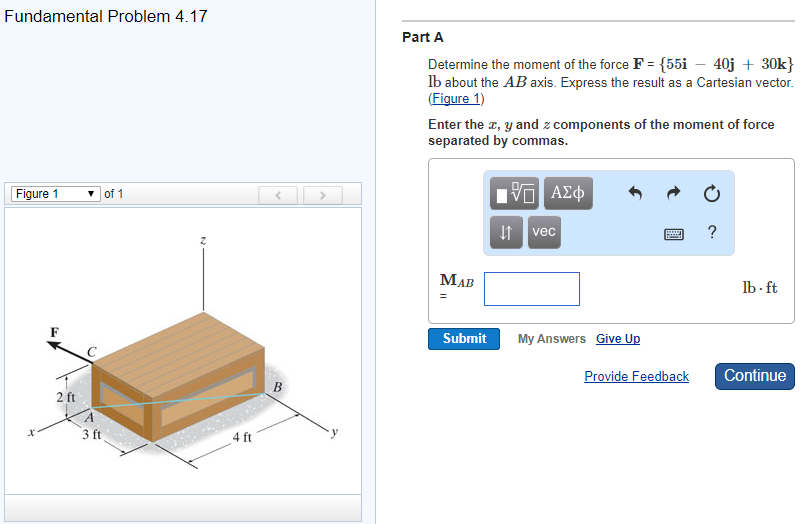 Solved Determine the moment of the force F = {55i - 40j + | Chegg.com