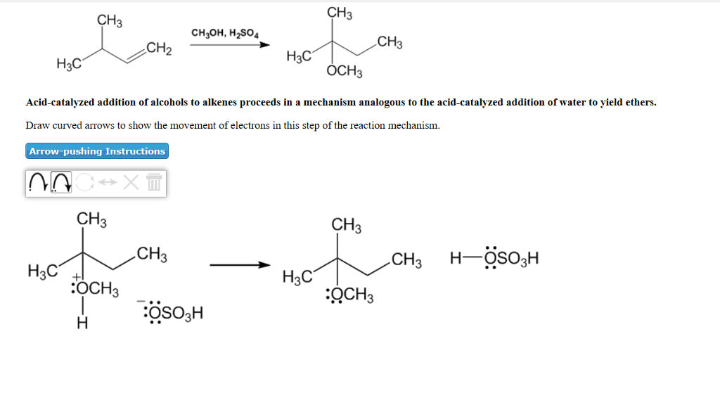 Solved CH3 CH3 CH3OH, H2SO4 CH3 CH2 H3C H3C OCH3 | Chegg.com