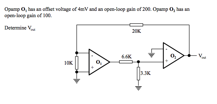 Solved Opamp O_1 has an offset voltage of 4mV and an | Chegg.com