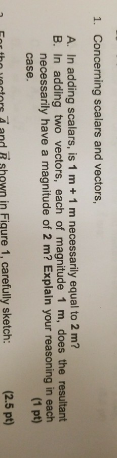 Solved 1. Concerning scalars and vectors A. In adding | Chegg.com