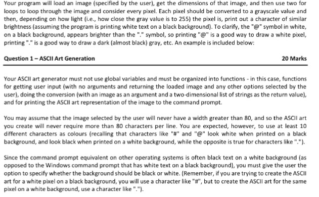 Solved Question 1-ASCII Art Generation 40 Marks For this | Chegg.com