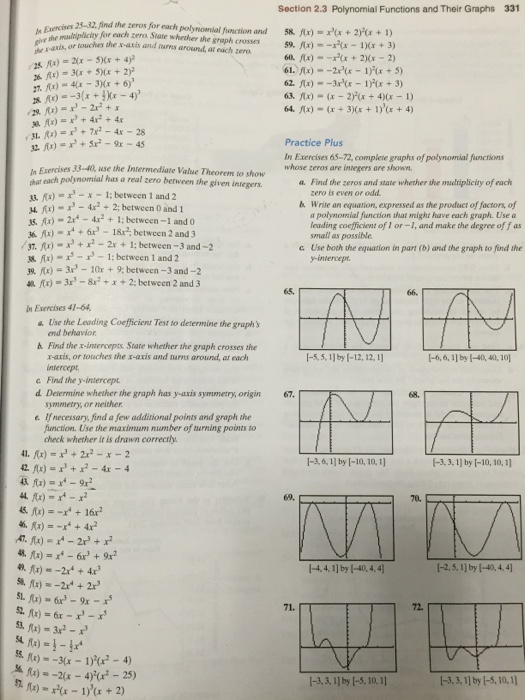 Solved EXERCISE SET 2.3 Practice Exercises funcrions For | Chegg.com