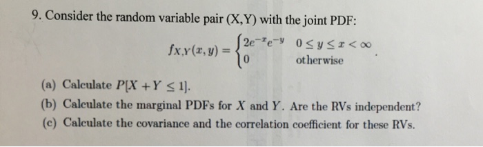 Solved Consider the random variable pair (x, y) with the | Chegg.com