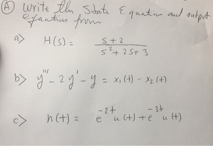 Solved Write the state equation and output equation form a) | Chegg.com