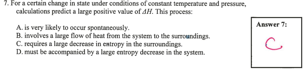 Solved For a certain change in state under conditions of | Chegg.com