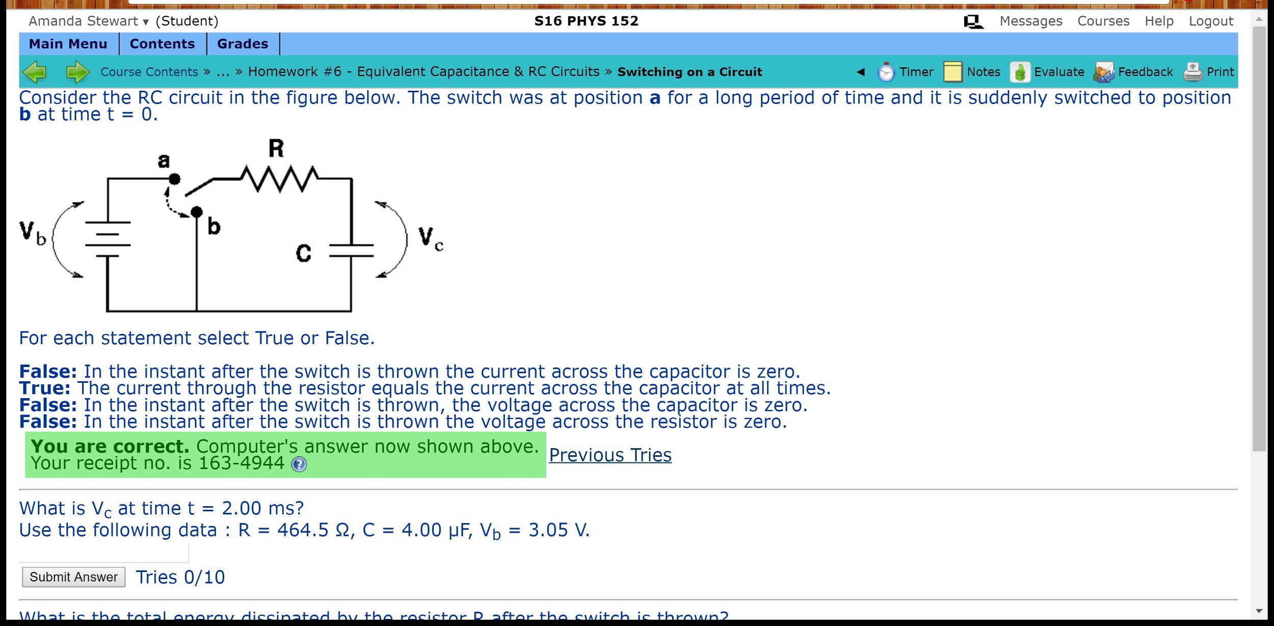 Solved Consider the RC circuit in the figure below. The | Chegg.com