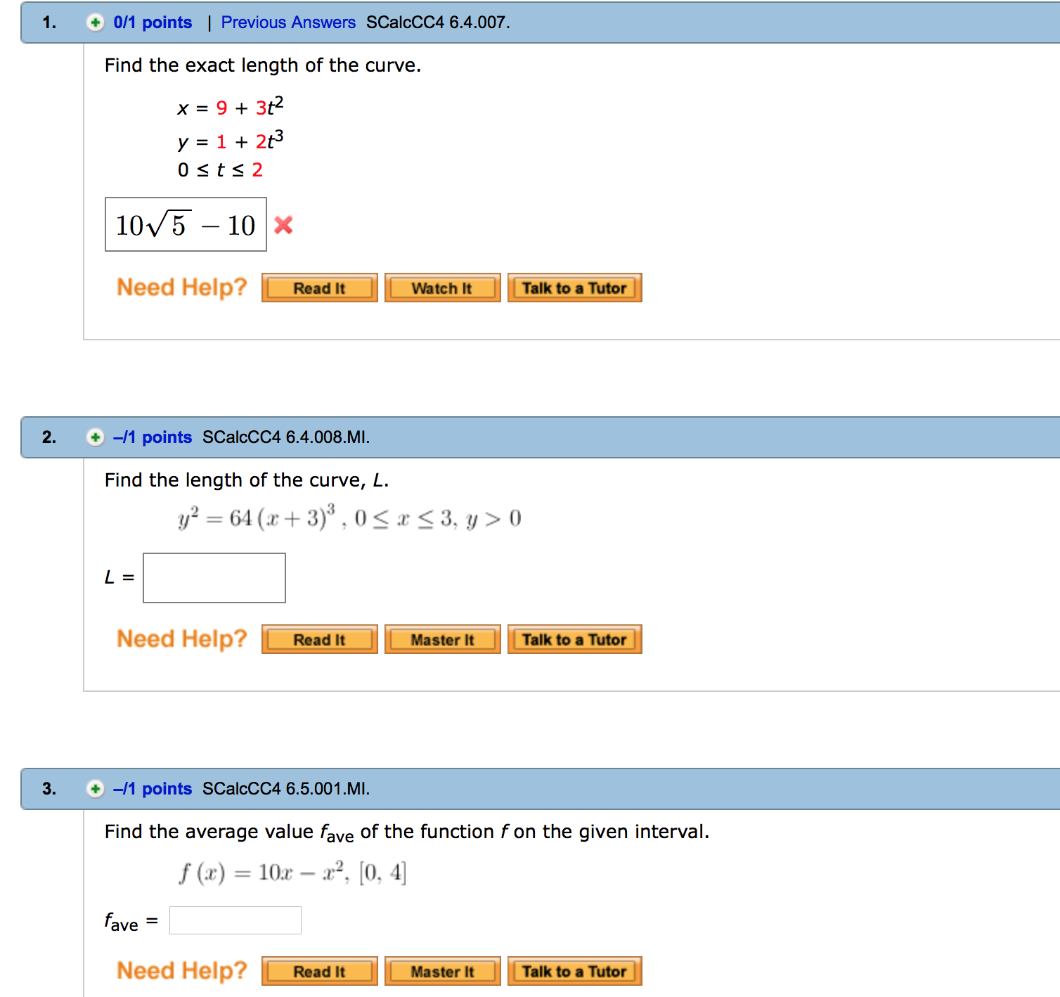 Solved Find The Exact Length Of The Curve X 9 3t 2 Y 1