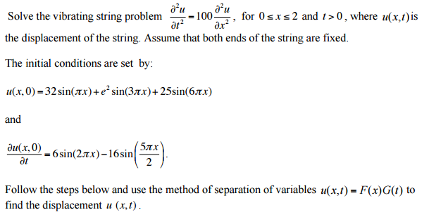Solved Partial Differential Equation (Vibrating string | Chegg.com