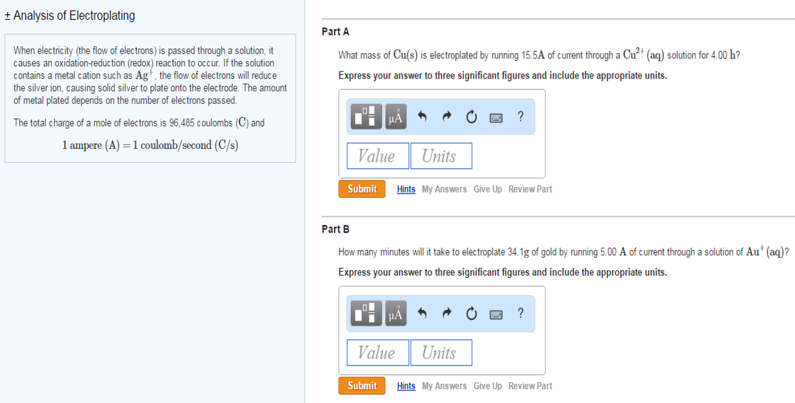 Solved Analysis of Electroplating Part A When electricity | Chegg.com