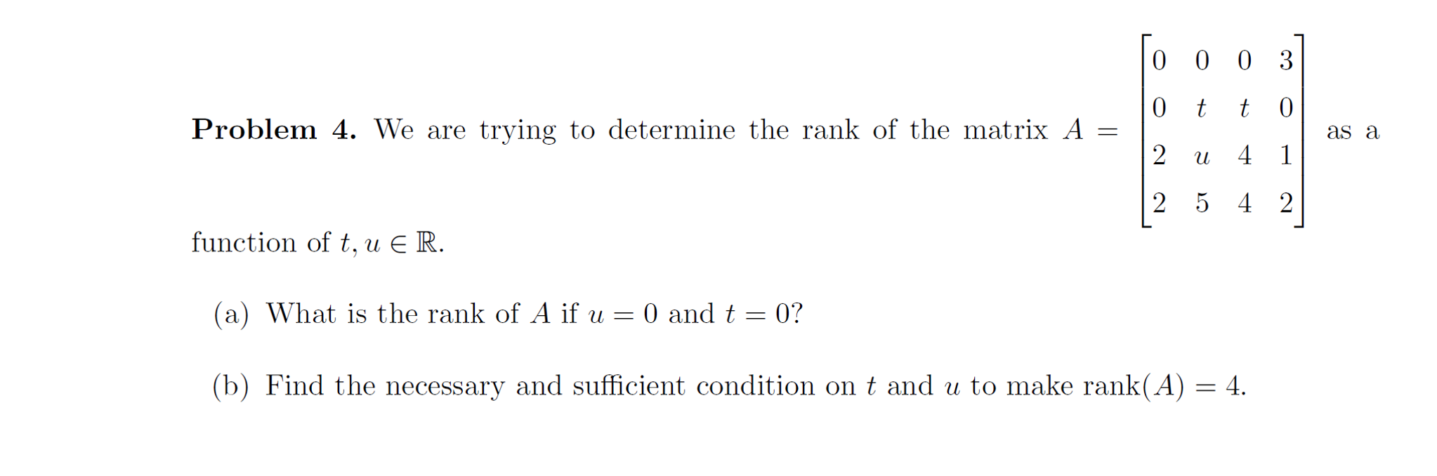 Solved We are trying to determine the rank of the matrix A = | Chegg.com