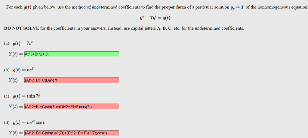 Solved For each g(t) given below, use the method of | Chegg.com