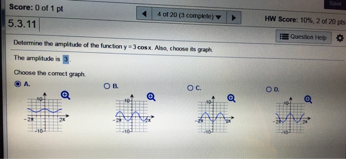 Solved Determine the amplitude of the function y = 3 cos x | Chegg.com