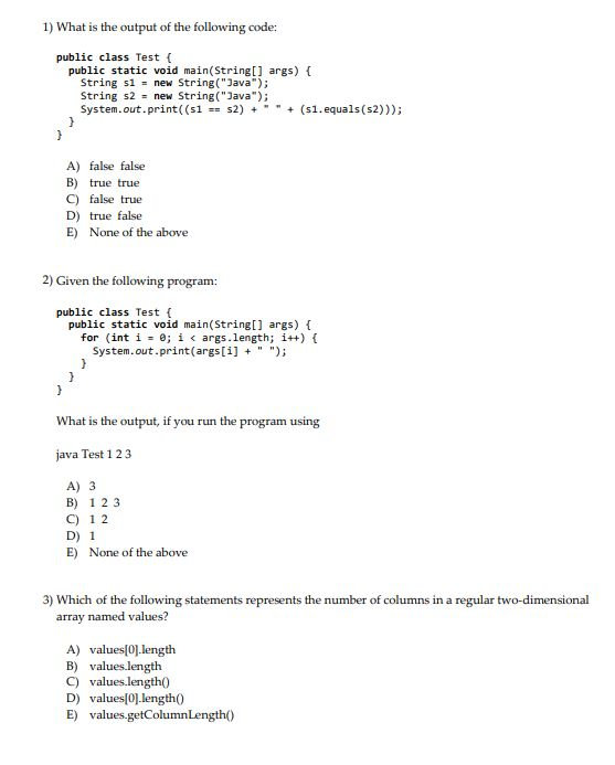 Solved 1) What is the output of the following code: public | Chegg.com