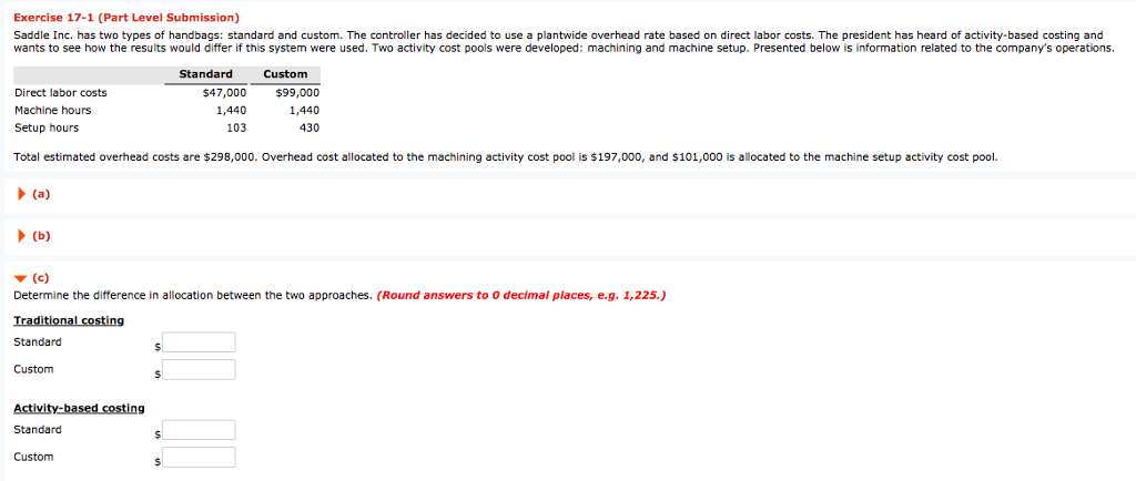 Solved Exercise 17-1 (Part Level Submission) Saddle Inc. has | Chegg.com