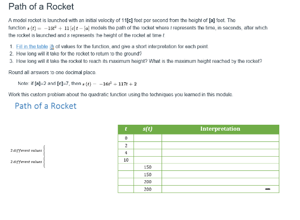 Solved Path of a Rocket A model rocket is launched with an | Chegg.com