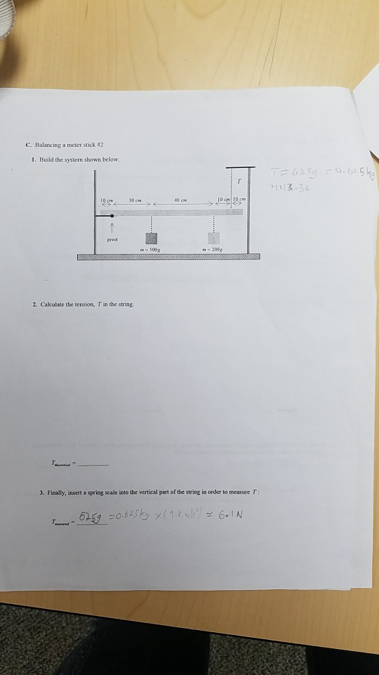 Solved C. Balancing a meter stick #2 1. Build the system | Chegg.com