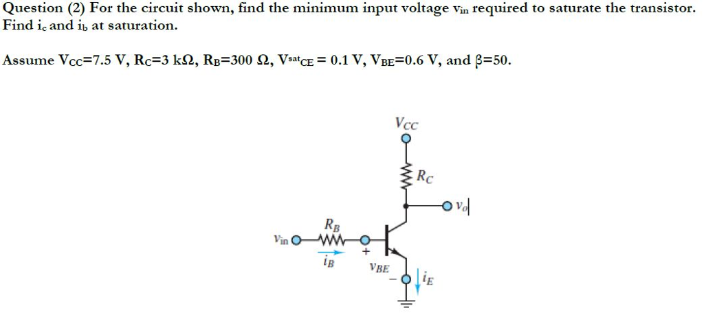 Solved For The Circuit Shown Find The Minimum Input Voltage 