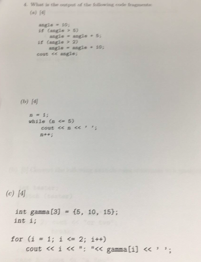 Solved (a) 14 angle 0 it Cangle5) if (angle 2) cost cx asgle | Chegg.com