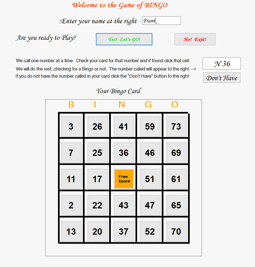 C# BINGO PROGRAM It must have these four classes, | Chegg.com