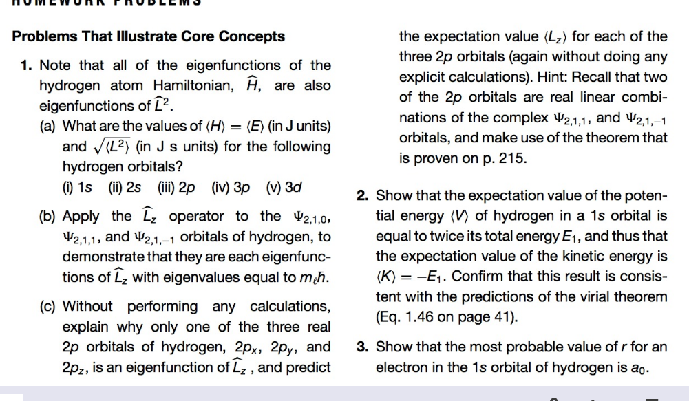 Solved Note that all of the eigenfunctions of the hydrogen | Chegg.com