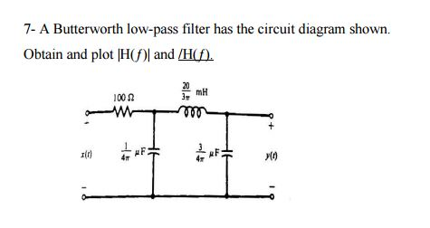 Solved A Butterworth low-pass filter has the circuit diagram | Chegg.com