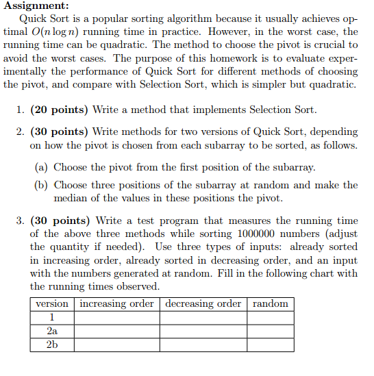 Solved Quick Sort is a popular sorting algorithm because it | Chegg.com