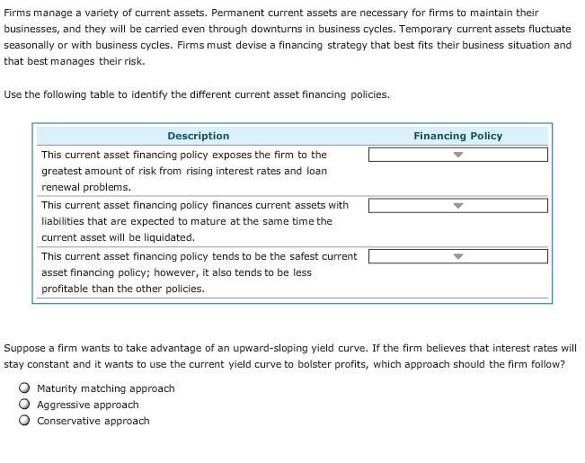 Solved Firms manage a variety of current assets. Permanent | Chegg.com