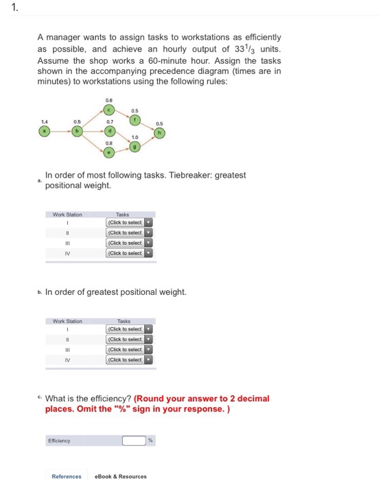 Solved A manager wants to assign tasks to workstations as | Chegg.com