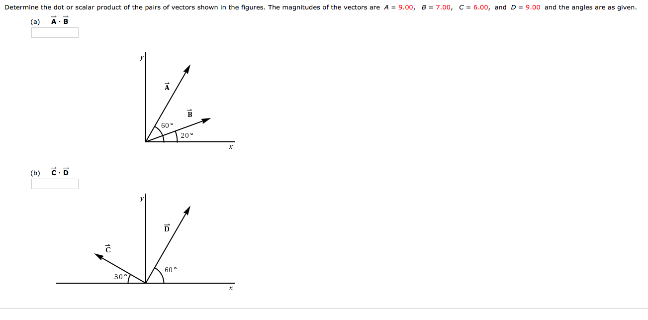 Solved Determine the dot or scalar product of the pairs of | Chegg.com