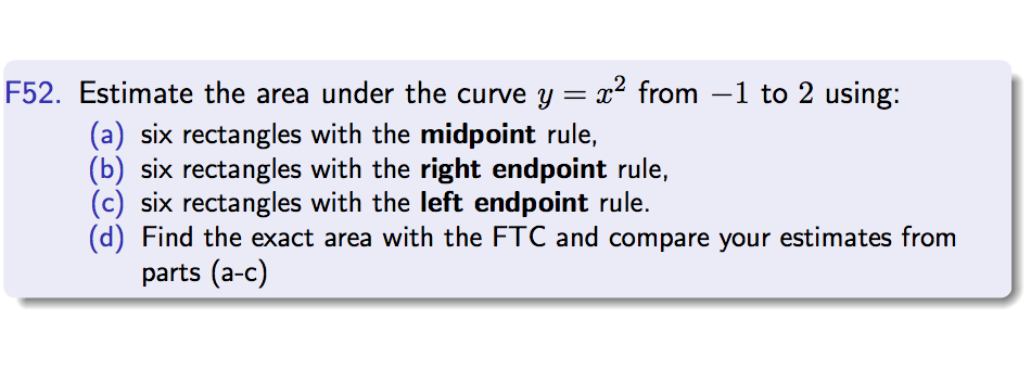 Solved Estimate the area under the curve y = x^2 from -1 to | Chegg.com