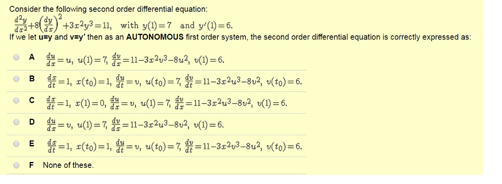 Solved Consider the following second order differential | Chegg.com