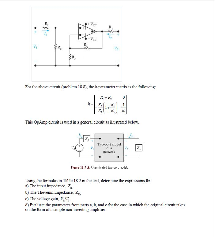 Solved For the above circuit (problem 18.8). the h-parameter | Chegg.com