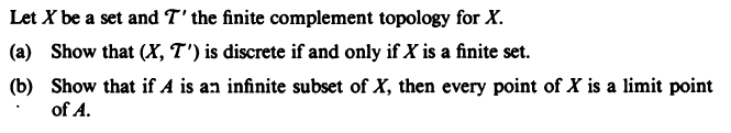 Solved Let Xbe a set and T' the finite complement topology | Chegg.com