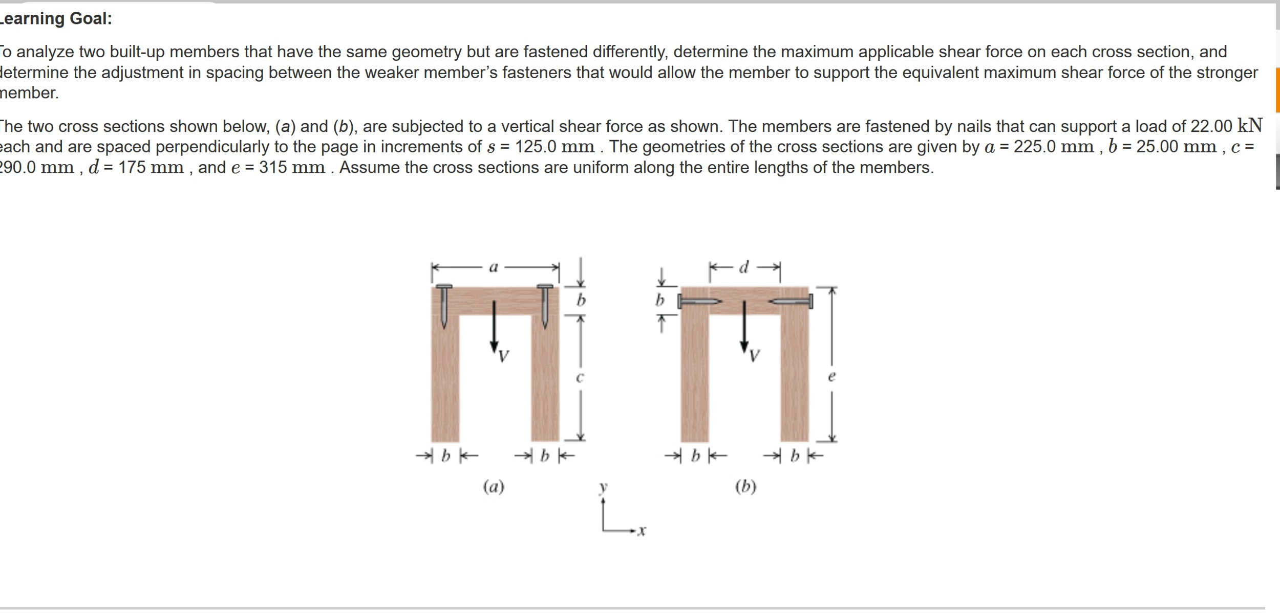Solved Maximum applicable shear force on the member (a) | Chegg.com