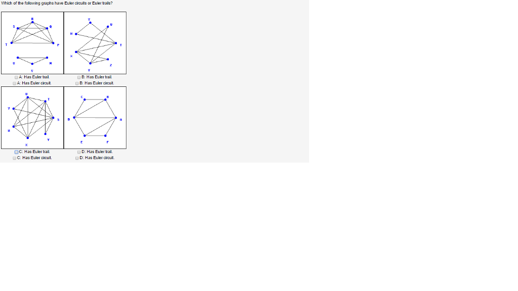 Solved Question: Which of the following graphs have Euler | Chegg.com