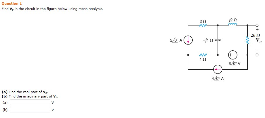 Solved Find V0 In The Circuit In The Figure Below Using Mesh