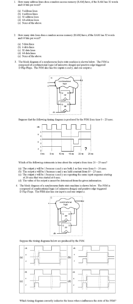 Solved How Many Address Lines Does A Random Access Memory 
