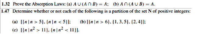 Solved Prove the Absorption Laws: A U (A B) = A: A (A U B) | Chegg.com