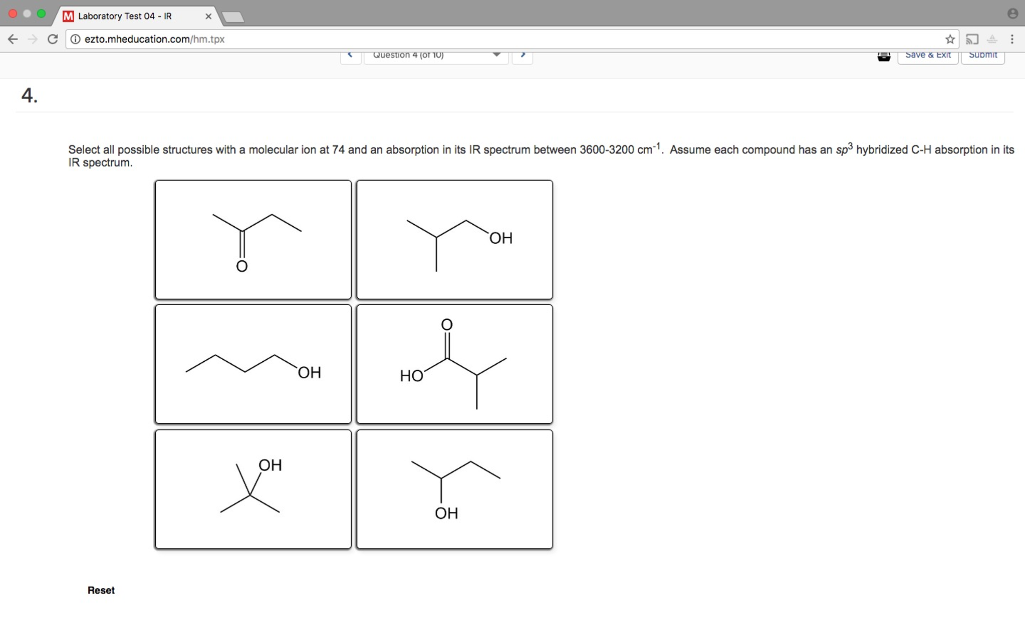 Solved Select All Possible Structures With A Molecular Ion