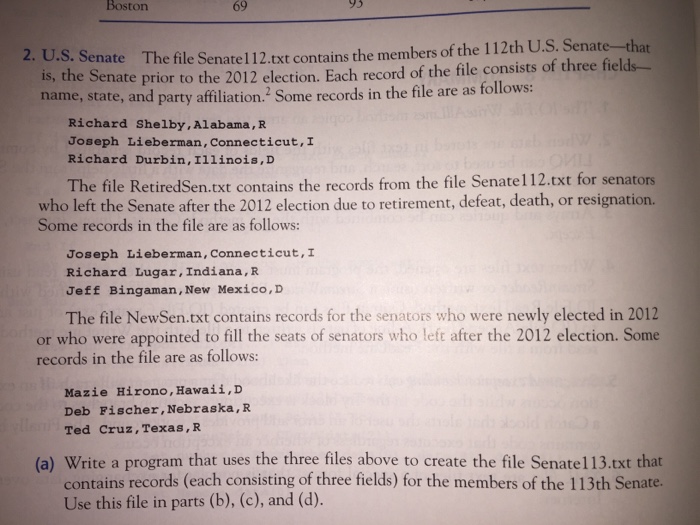 Solved U.S. Senate The file Senate 112.txt contains the | Chegg.com