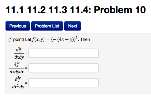 Solved Let f(x, y) = (-(4x + y))^5. Then partial | Chegg.com