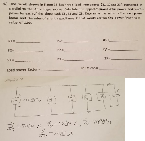 Solved The circuit shown in Figure 34 has three load | Chegg.com