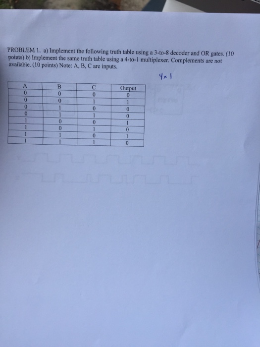 Solved Implement the following truth table using a 3-to-8 | Chegg.com