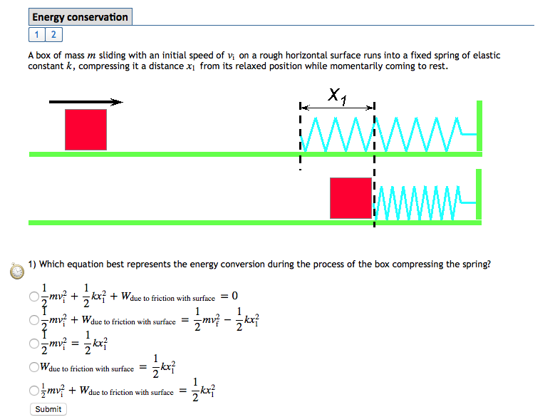 Solved A box of mass m sliding with an initial speed of v_i | Chegg.com