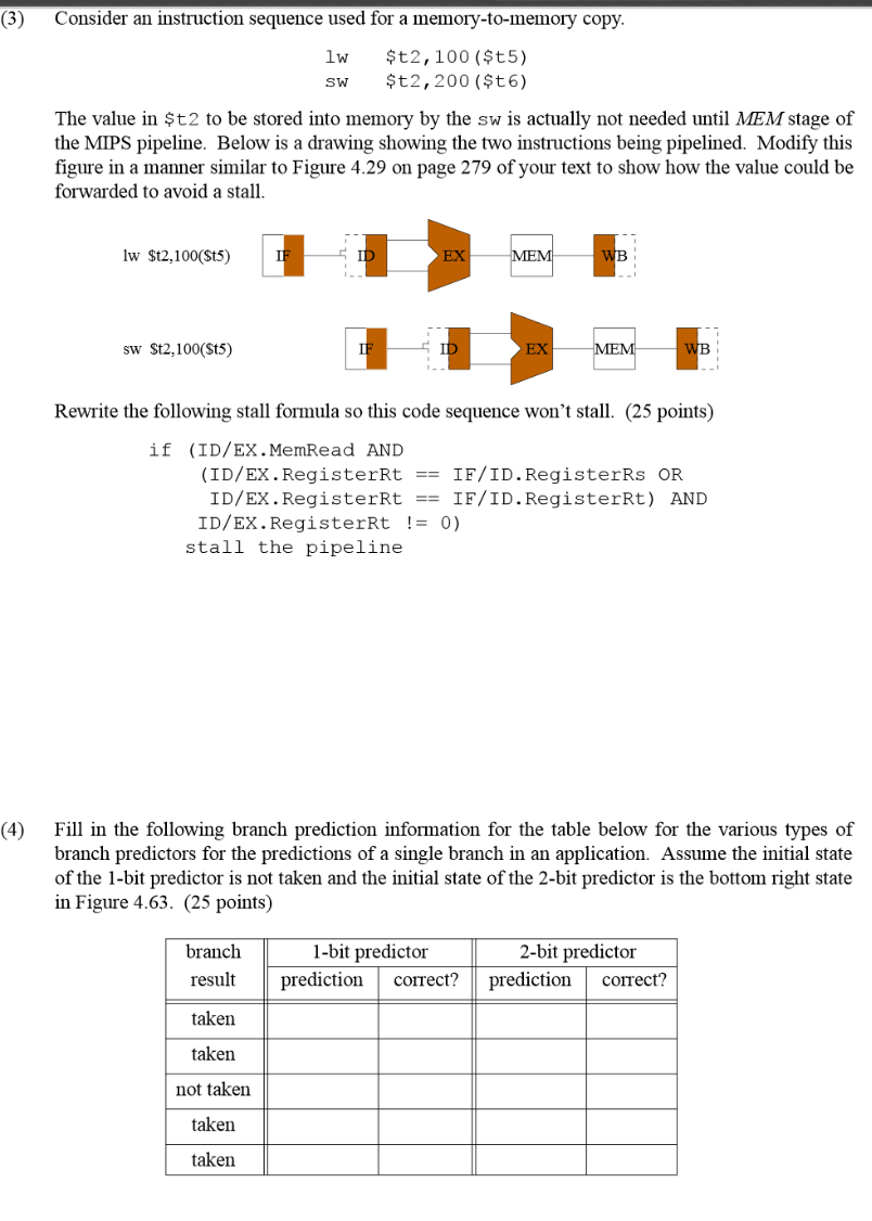 Consider an instruction sequence used for a | Chegg.com