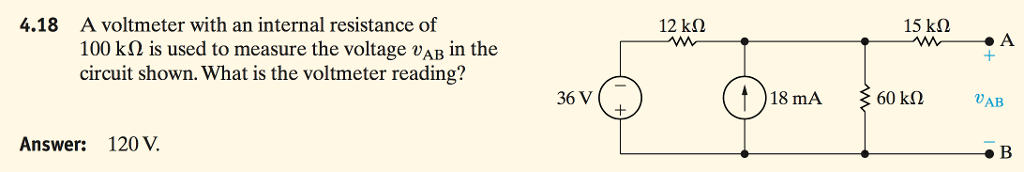 Solved A voltmeter with an internal resistance of 100 k Ohm | Chegg.com